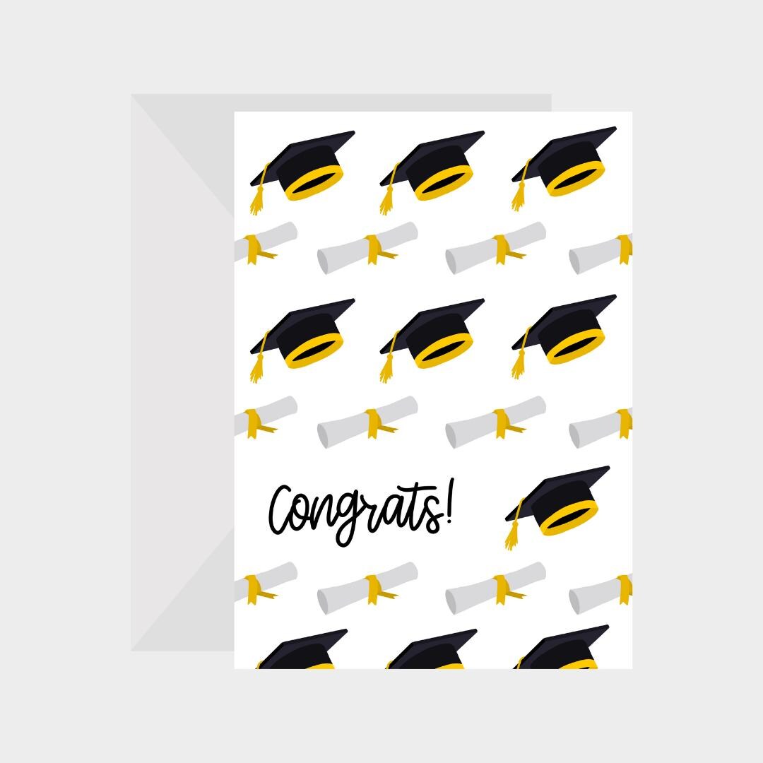 Congrats Grad! Greeting Card Hat and Scroll 5x7 - Perfect for ...