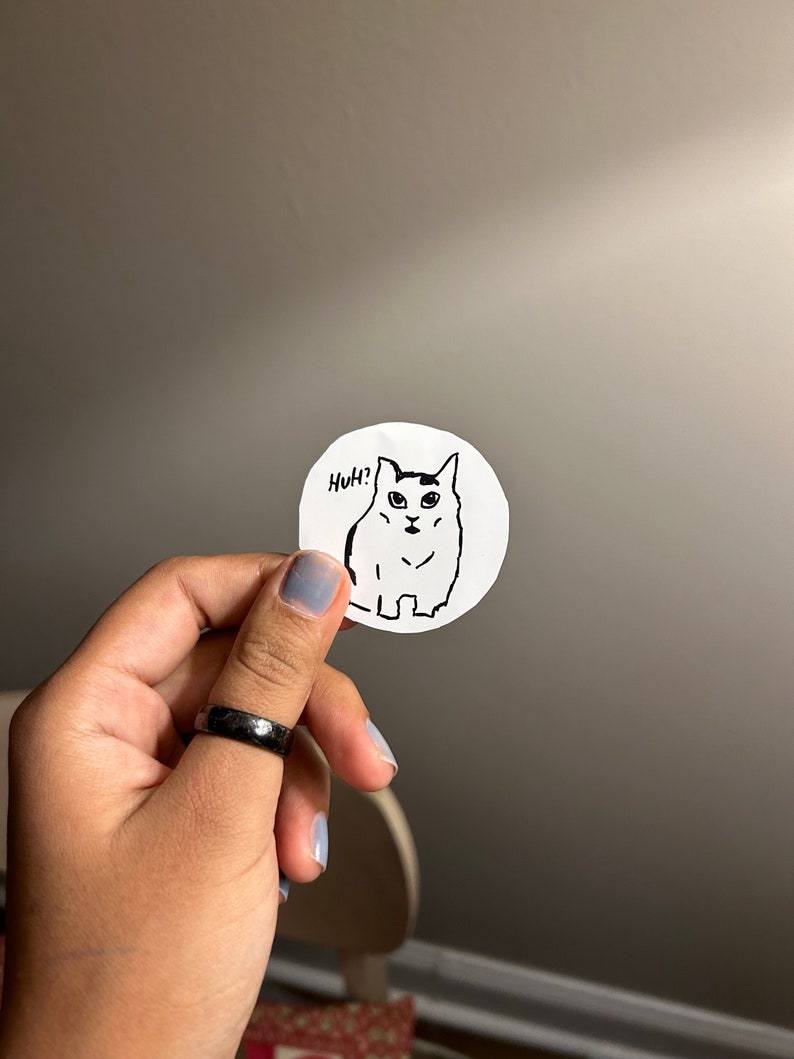 Huh Cat Meme Sticker L Cat Sticker L Cat Meme L Laptop Cat Sticker L ...