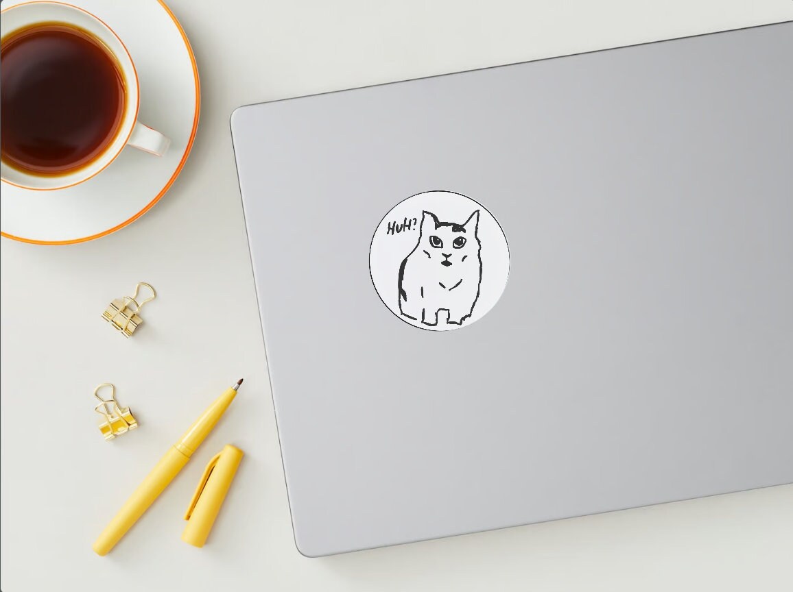 Huh Cat Meme Sticker L Cat Sticker L Cat Meme L Laptop Cat Sticker L ...