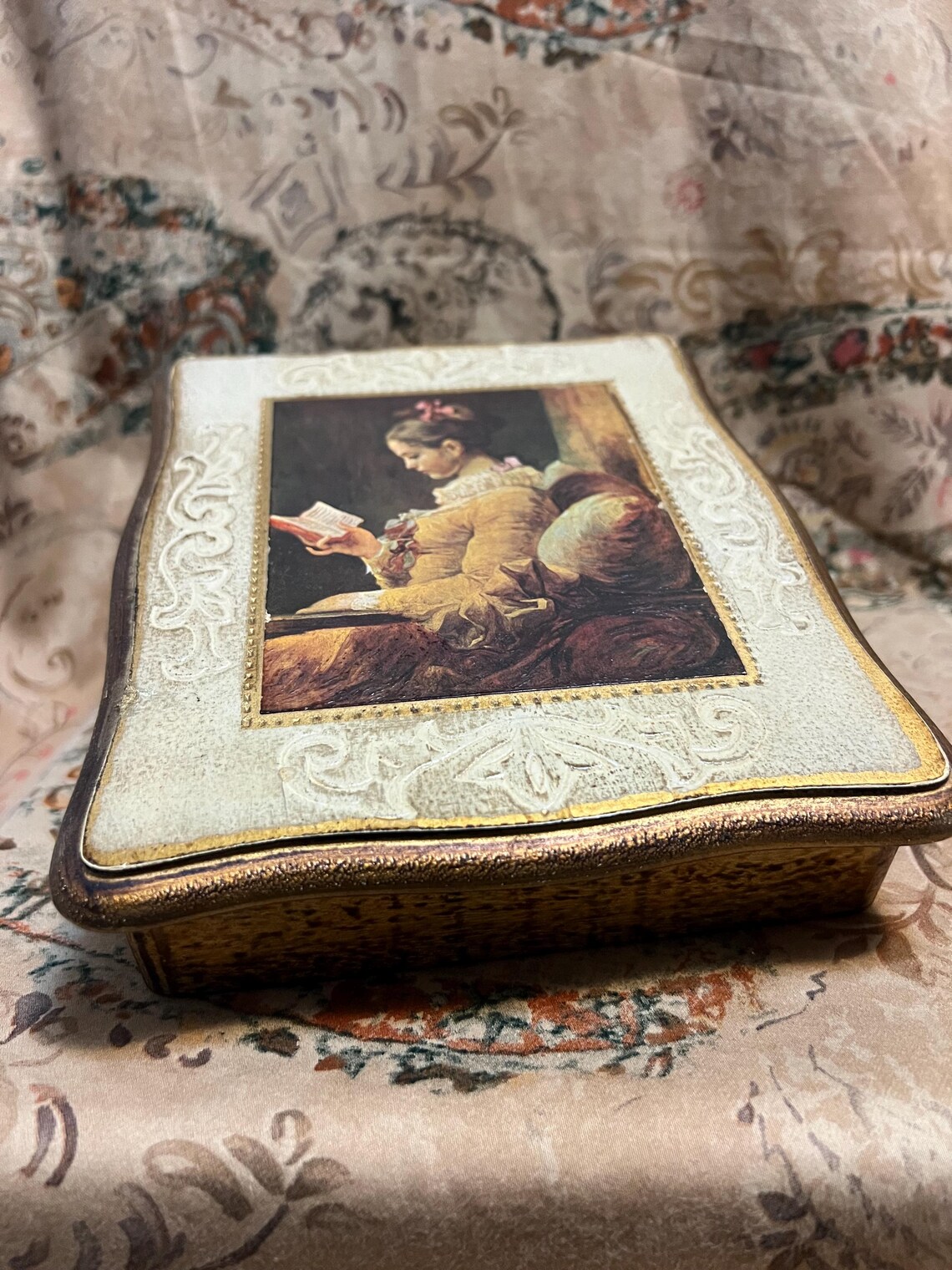 Vintage Mele Jewlery Box - A Young Girl Reading Jean Honore Fragonard ...