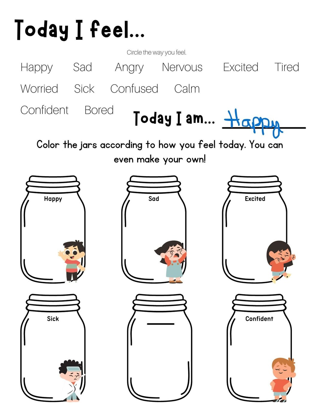 All About Me and My Feelings Worksheet With Printer Friendly Flash ...