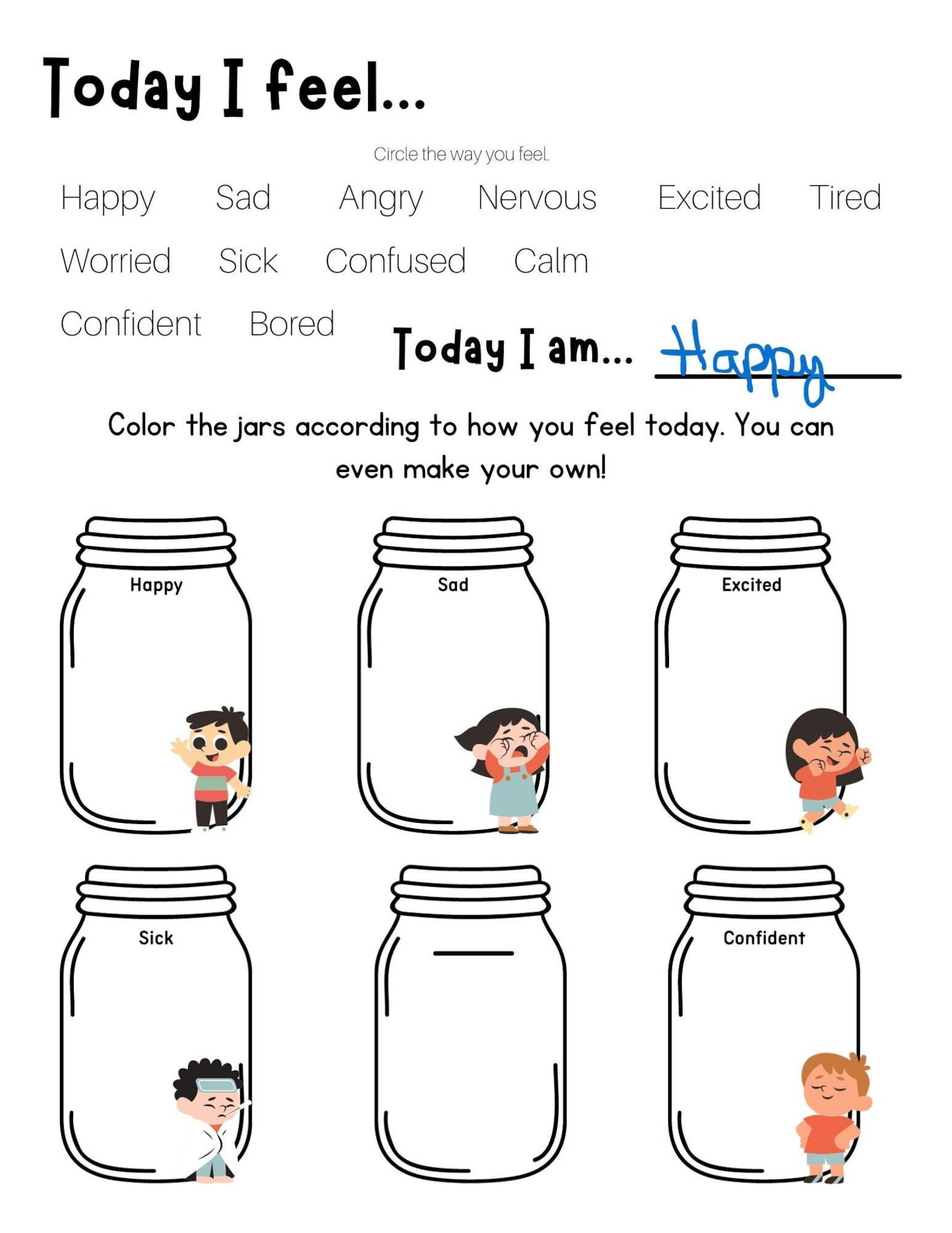 All About Me and My Feelings Worksheet With Printer Friendly Flash ...