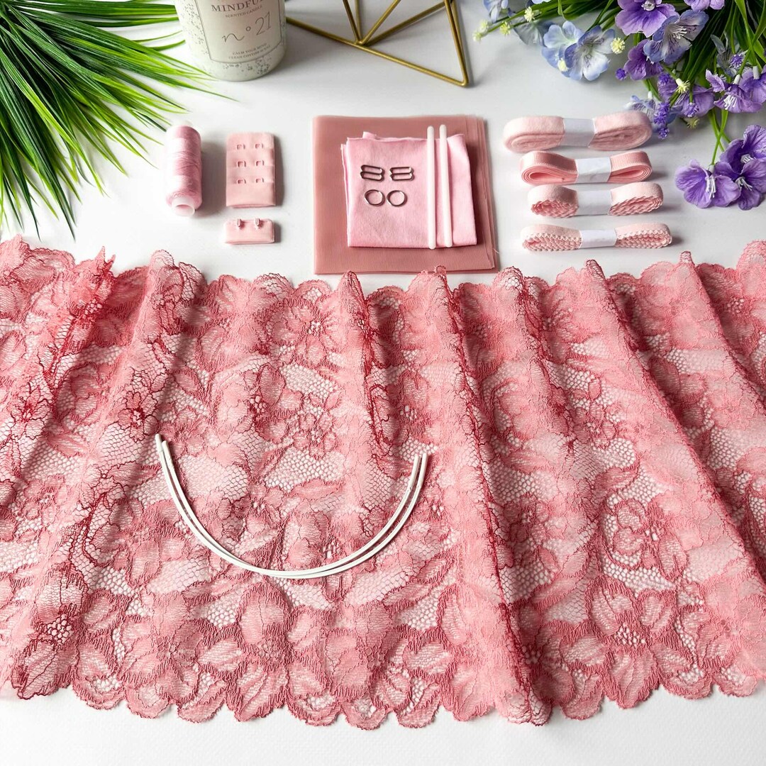 DIY Lingerie Sewing Kit Underwire Bra & Panty Set Lace Straps Elastic ...