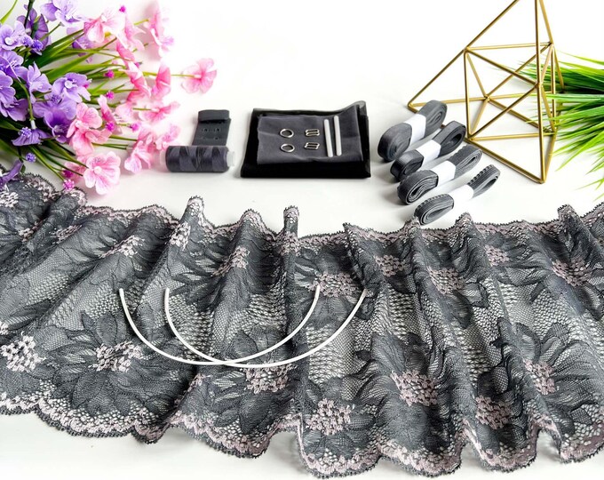 DIY Lingerie Sewing Kit Underwire Bra & Panty Set Lace Straps Elastic ...