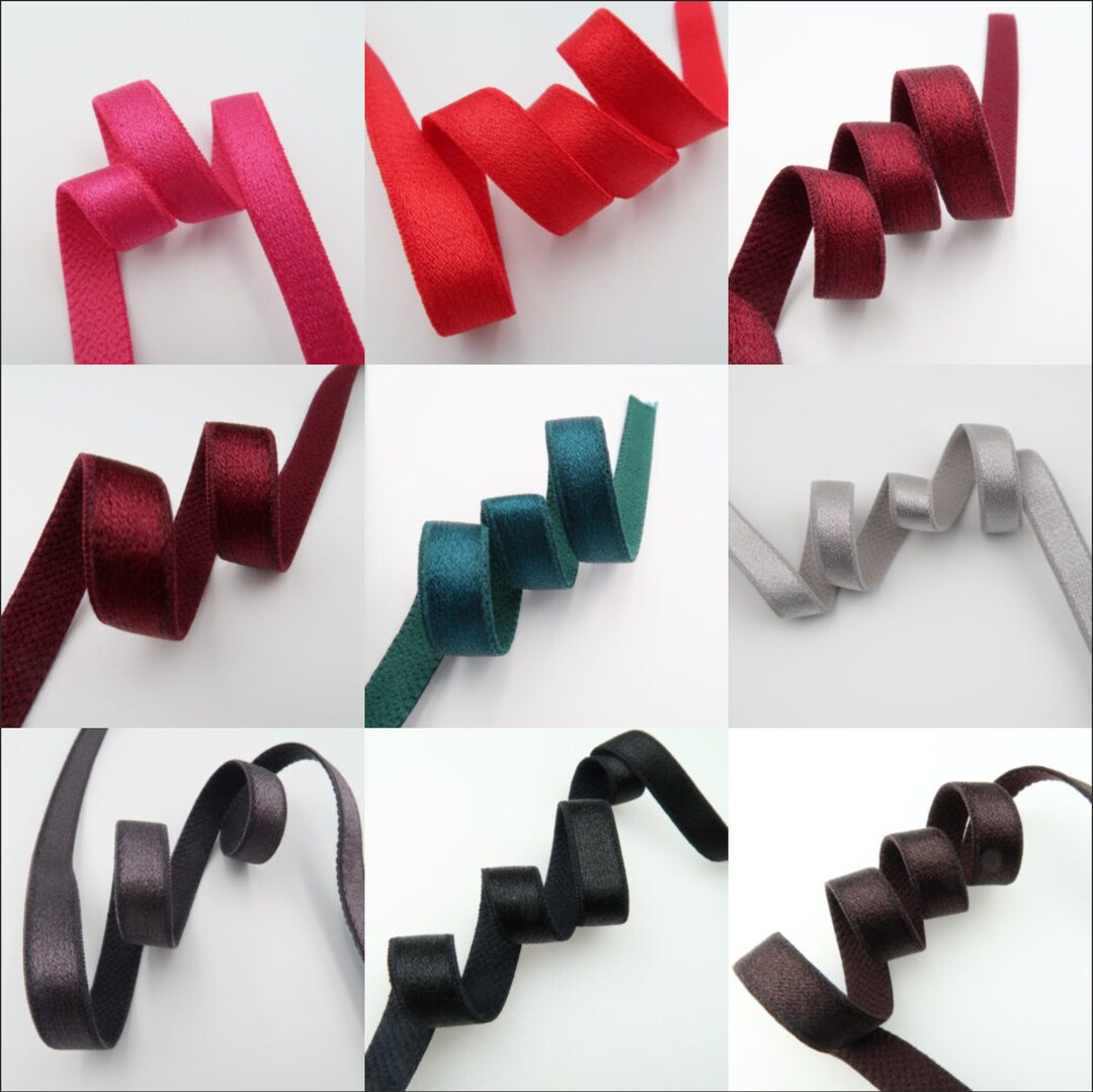 Elastic BRA STRAP 10 Mm or 3/8" Plush Back 31 Colors Satin Strapping ...