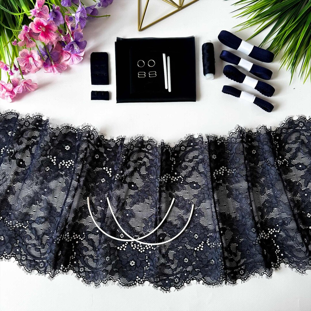 DIY Lingerie Sewing Kit Underwire Bra & Panty Set Lace Straps Elastic ...