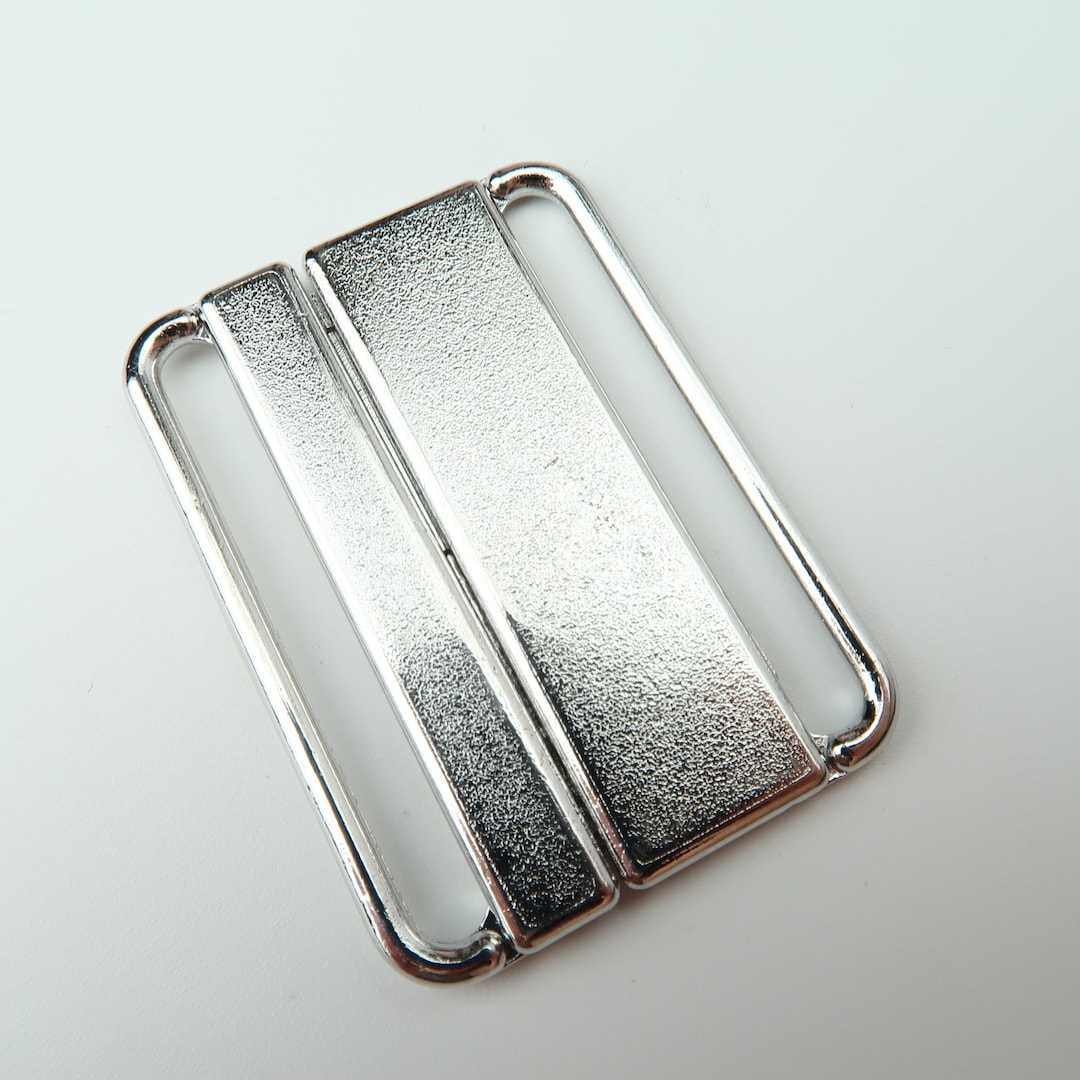 1.4" (36mm) Premium Silver Bra Buckle Closure White Bronze Bikini Clasp ...