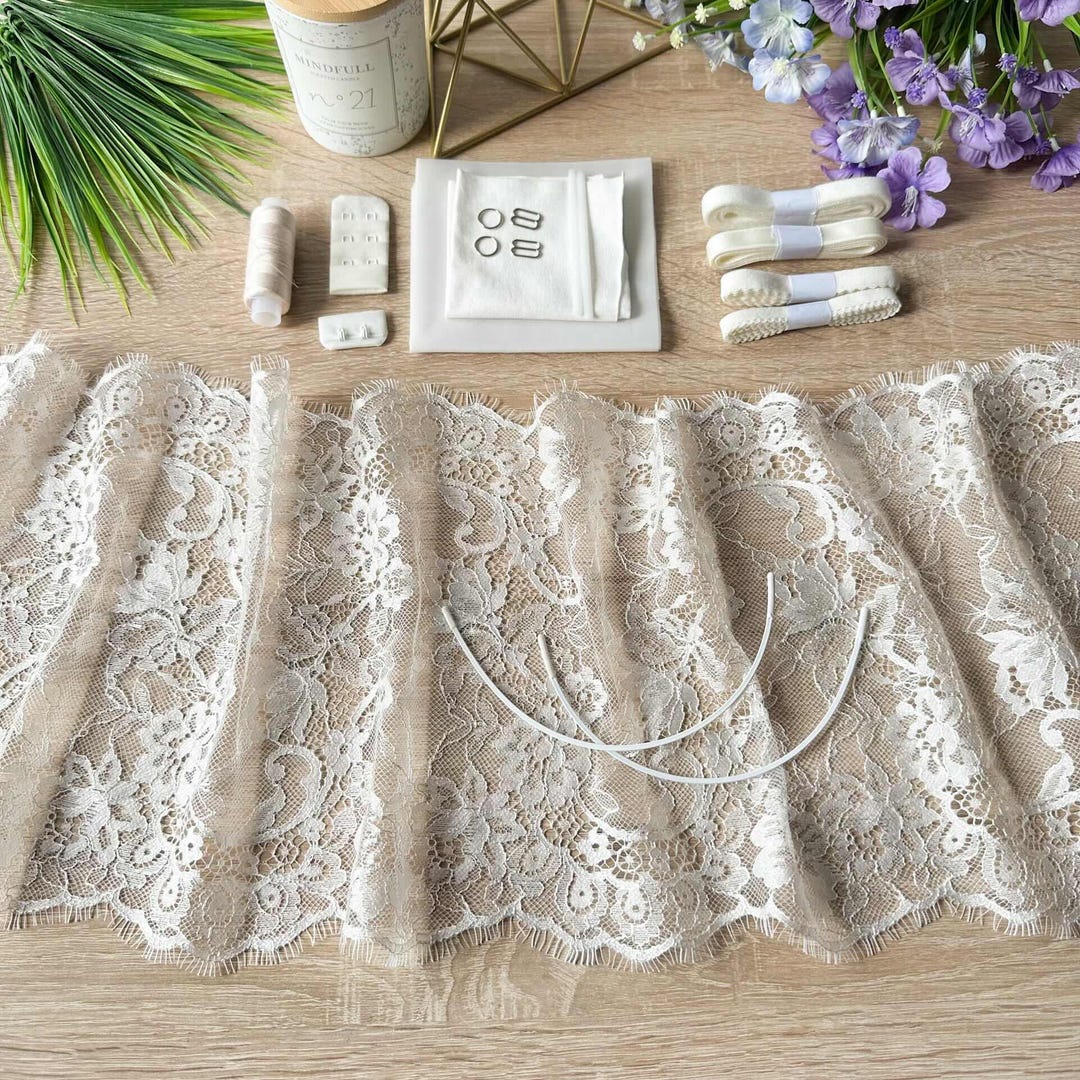DIY Lingerie Sewing Kit Underwire Bra & Panty Set Lace Straps Elastic ...