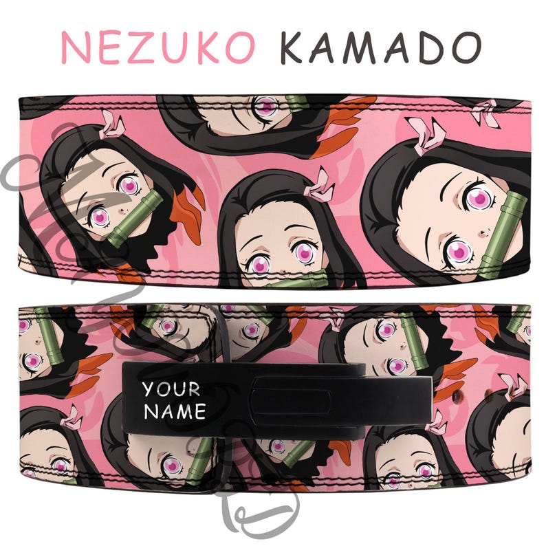 Nezuko Kamado Anime Leather Lever Belt: Powerlifting Gym Weightlifting ...