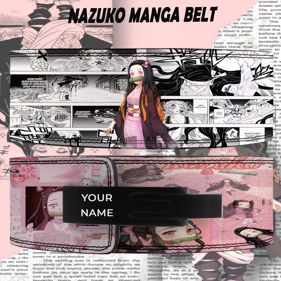 Nezuko Kamado Belt Anime Power Weightlifting Nubuck Leather Lever Belt ...