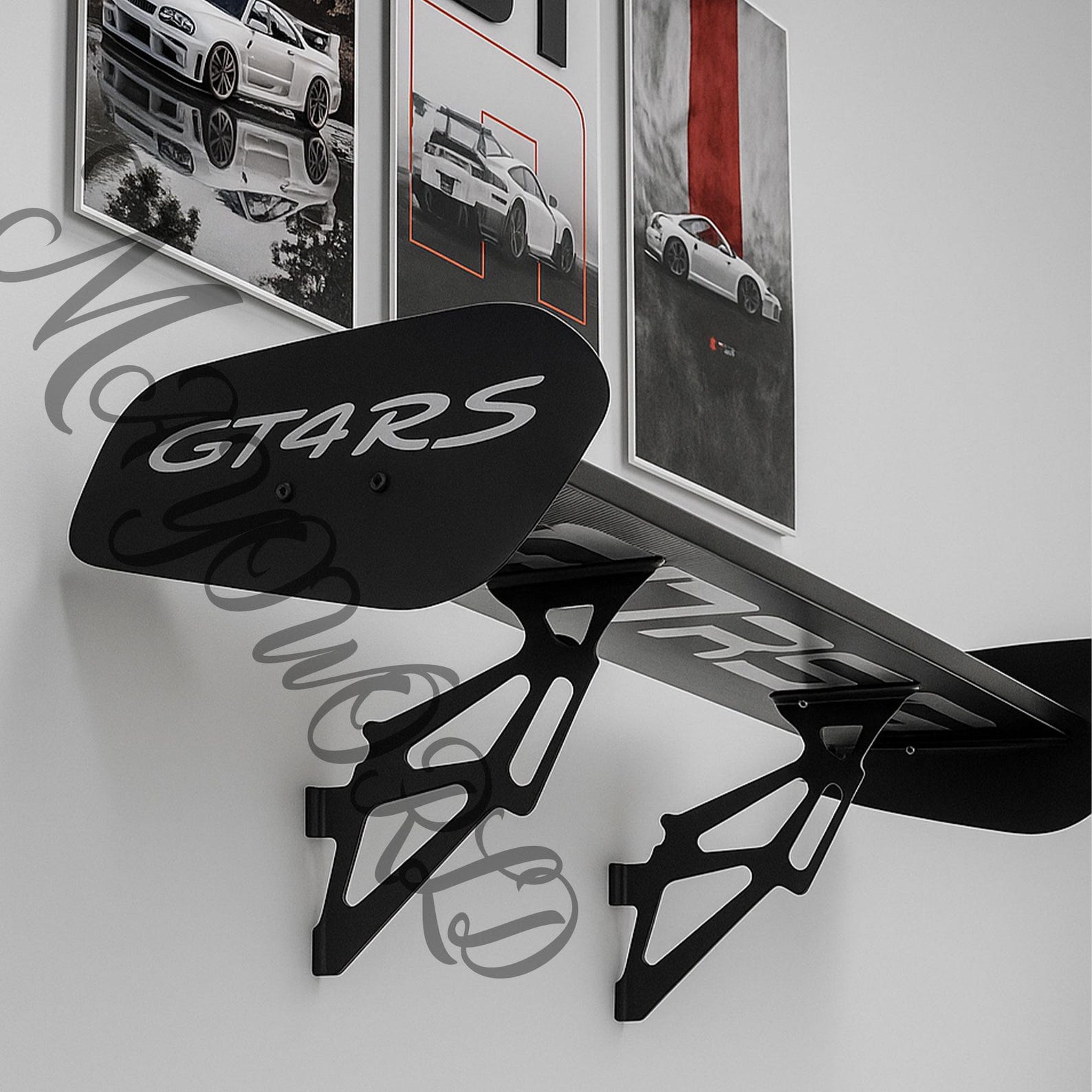 GT4 RS Style Spoiler Shelf – Aerodynamic Rear Wing Wall Shelf With Bold ...