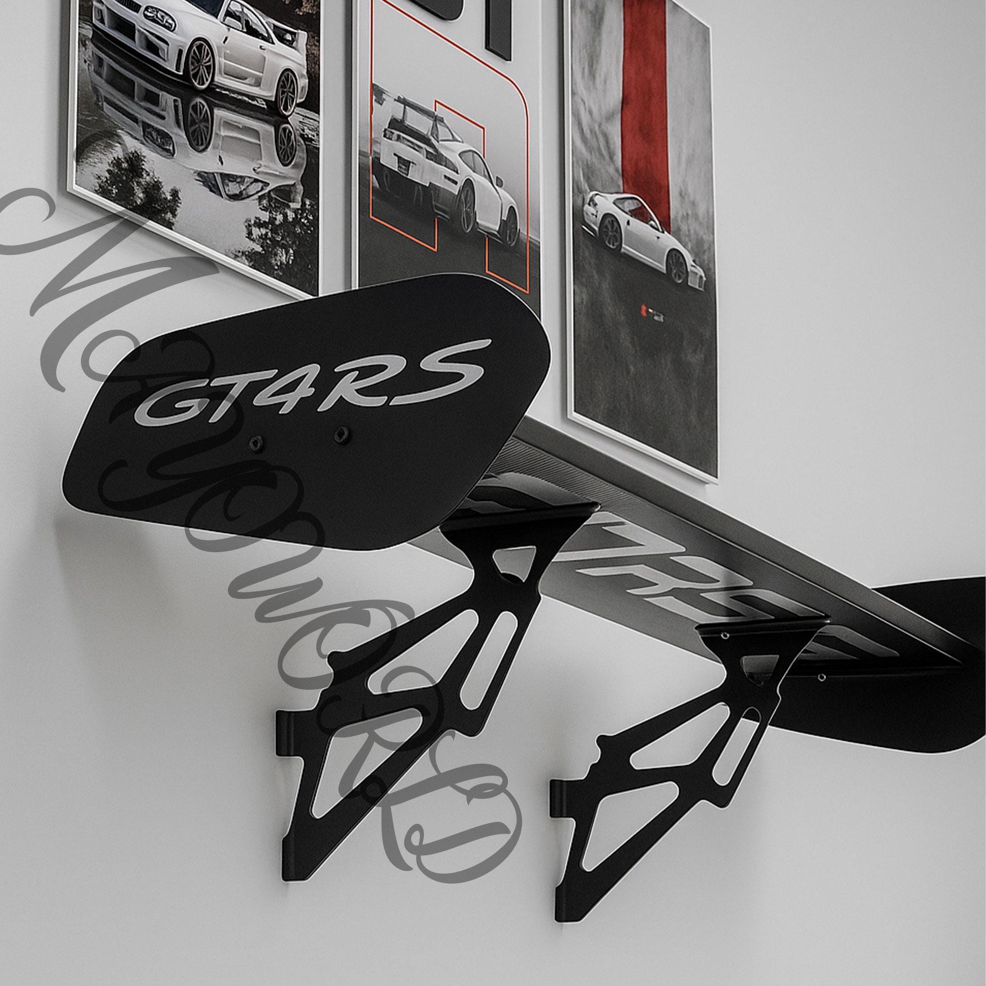 GT4 RS Style Spoiler Shelf – Aerodynamic Rear Wing Wall Shelf With Bold ...