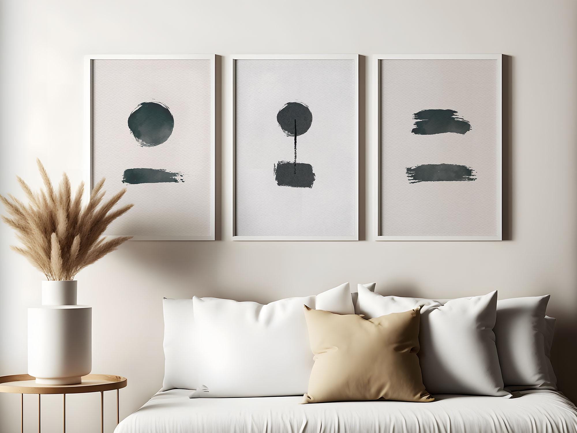 Set of 3 | Zen Geometric Art | Japandi Art | Japanese Wall Art | Wabi ...