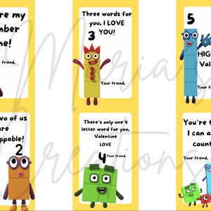 Numberblocks Valentines Printable Cards - Etsy