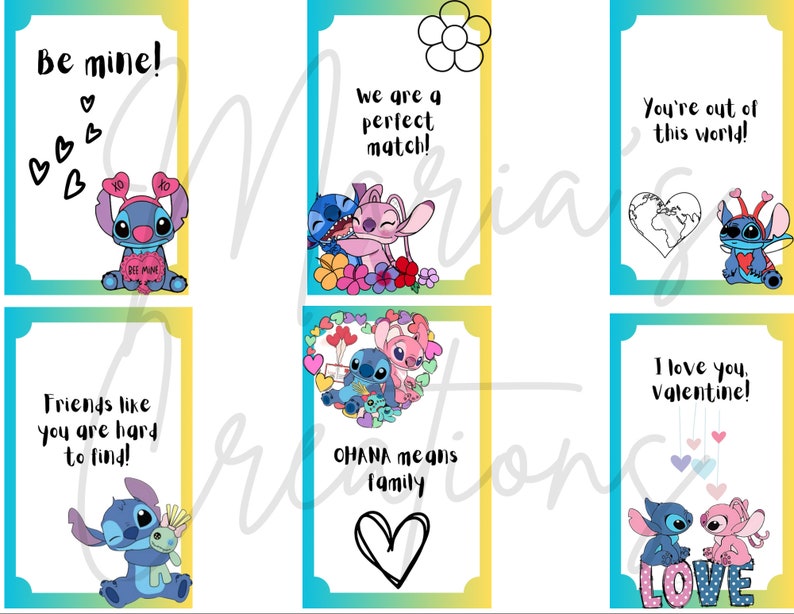 Lilo and Stitch Valentines Printable Cards - Etsy