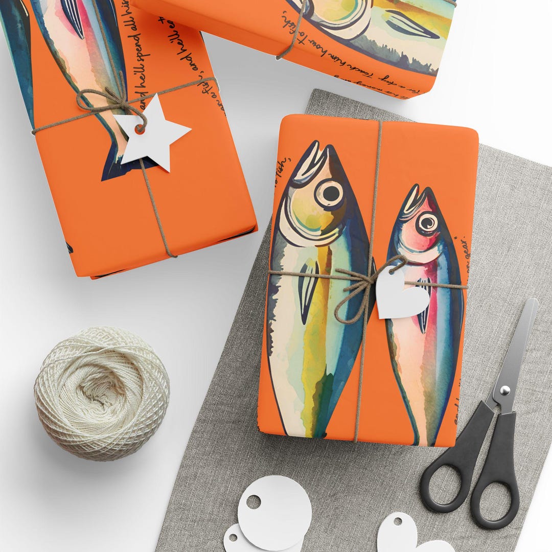 Sardine Gift Wrap, Gift Wrap for Him, Wrapping Paper for Dad, Fish ...