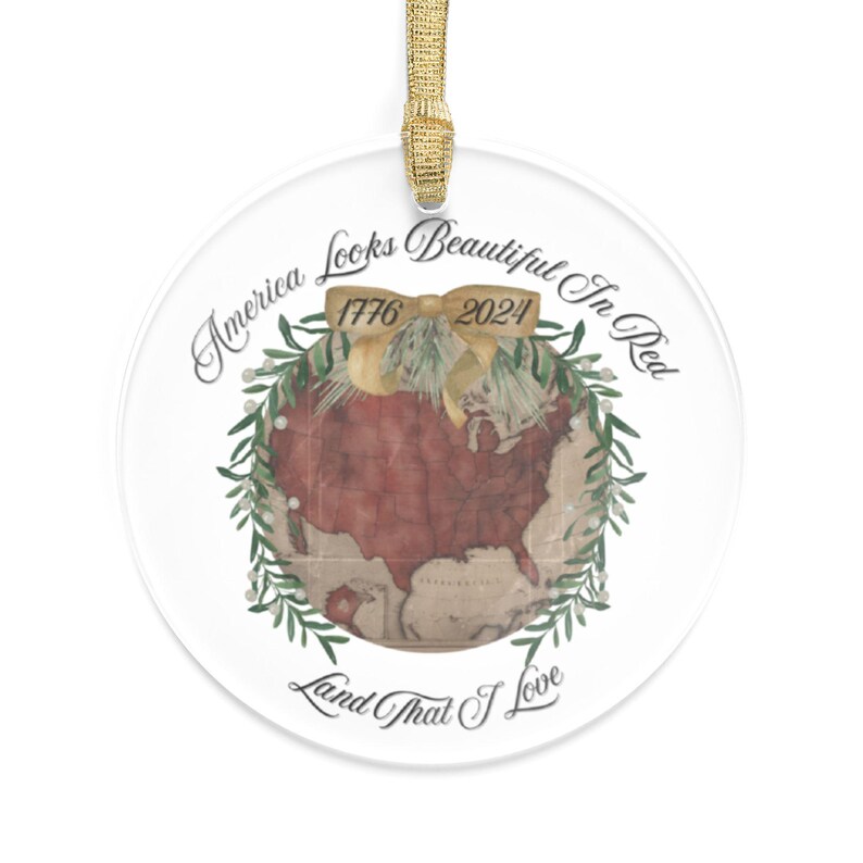 Red America Vintage Map Christmas Ornament, Patriotic Gift - Etsy