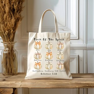 Fruits of the Spirit Coquette Fall Halloween Canvas Tote Bag Gift for ...