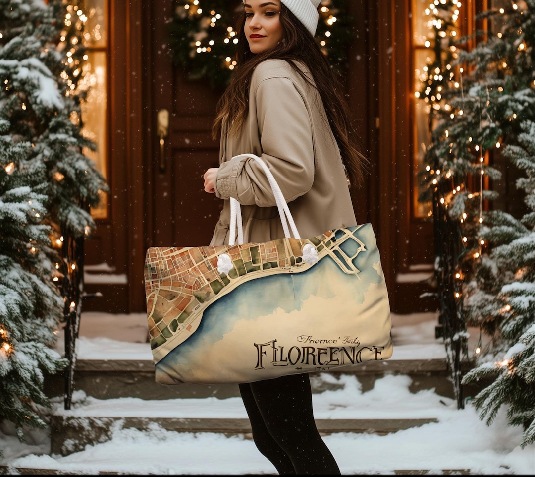 Florence Italy Map Weekender Bag: Vintage Style Travel Tote - Etsy