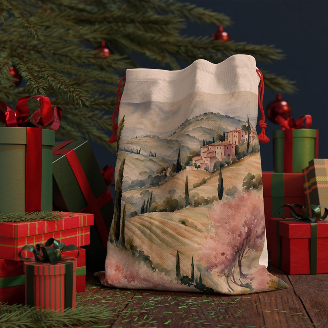 Tuscan Toile Gift Bag: Pink Floral Drawstring Pouch - Etsy