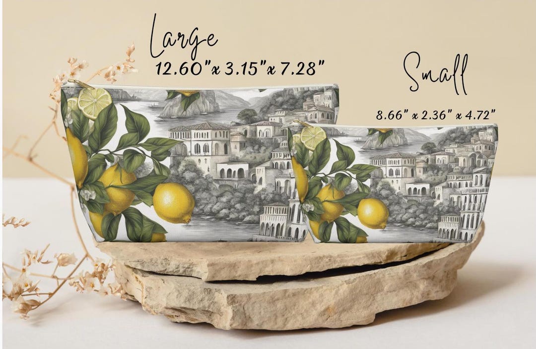 Amalfi Lemon Themed Accessory Pouch | Chic Travel Makeup Bag | Italy ...
