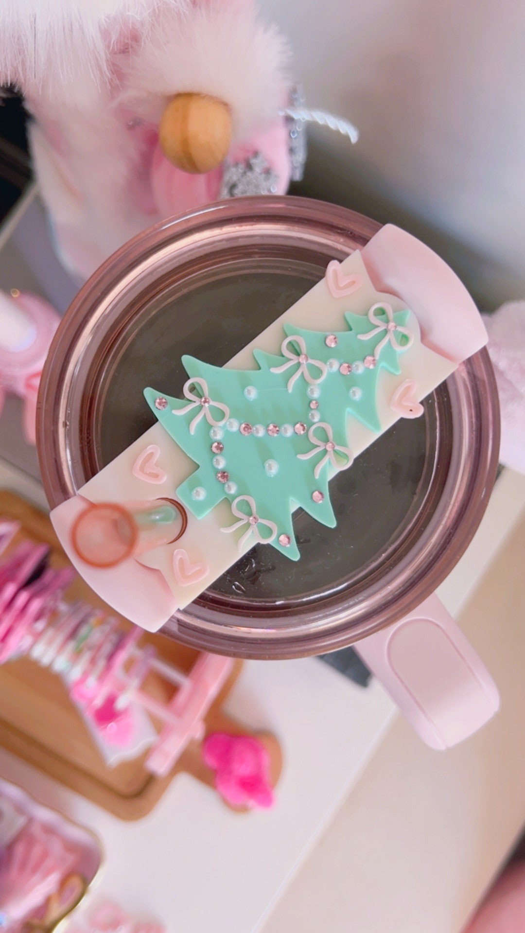 Luxury Stanley Lid Topper | Sparkly Christmas Tree With Bows - Etsy