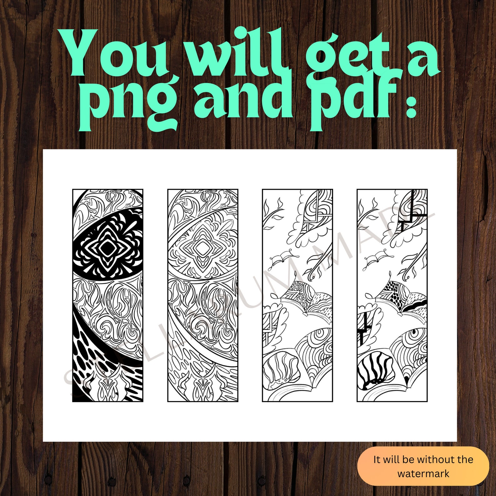Printable Coloring Bookmarks for Any Age Group; Png and Pdf - Etsy