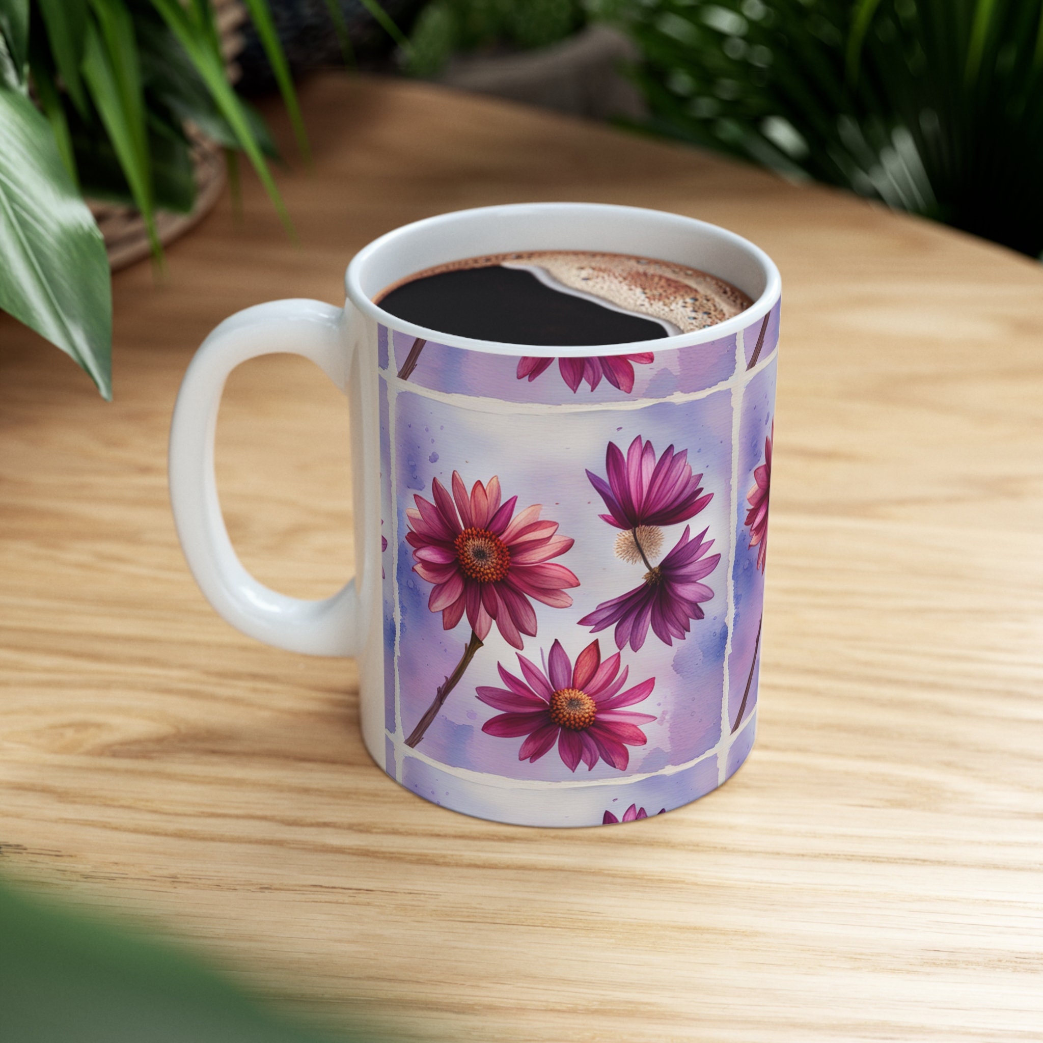 Botanical Garden Coffee Cup Ceramic Tea Mug With Flower Design Unique ...