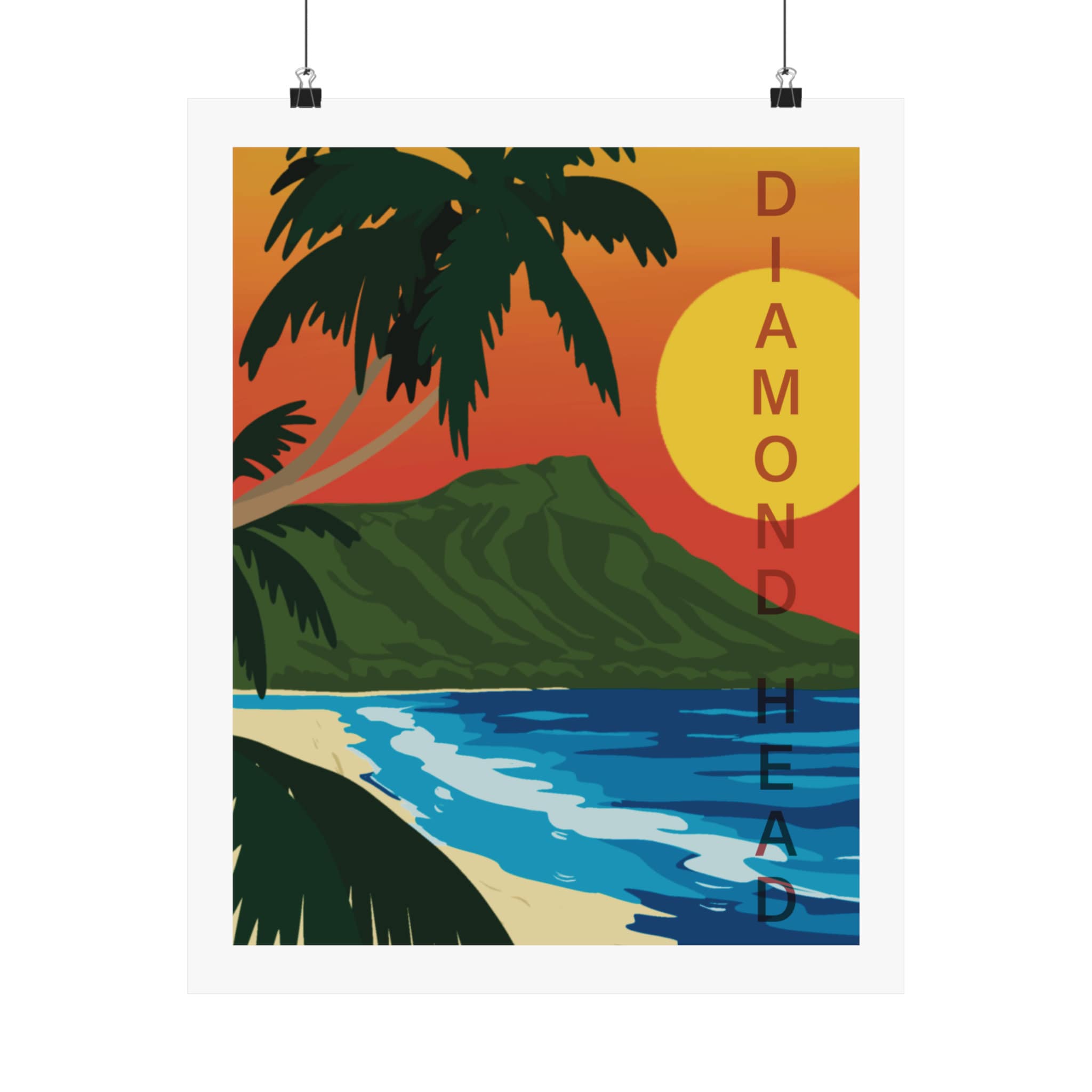 Hawaii Travel Poster | Diamond Head Poster, Travel Wall Art, Travel ...