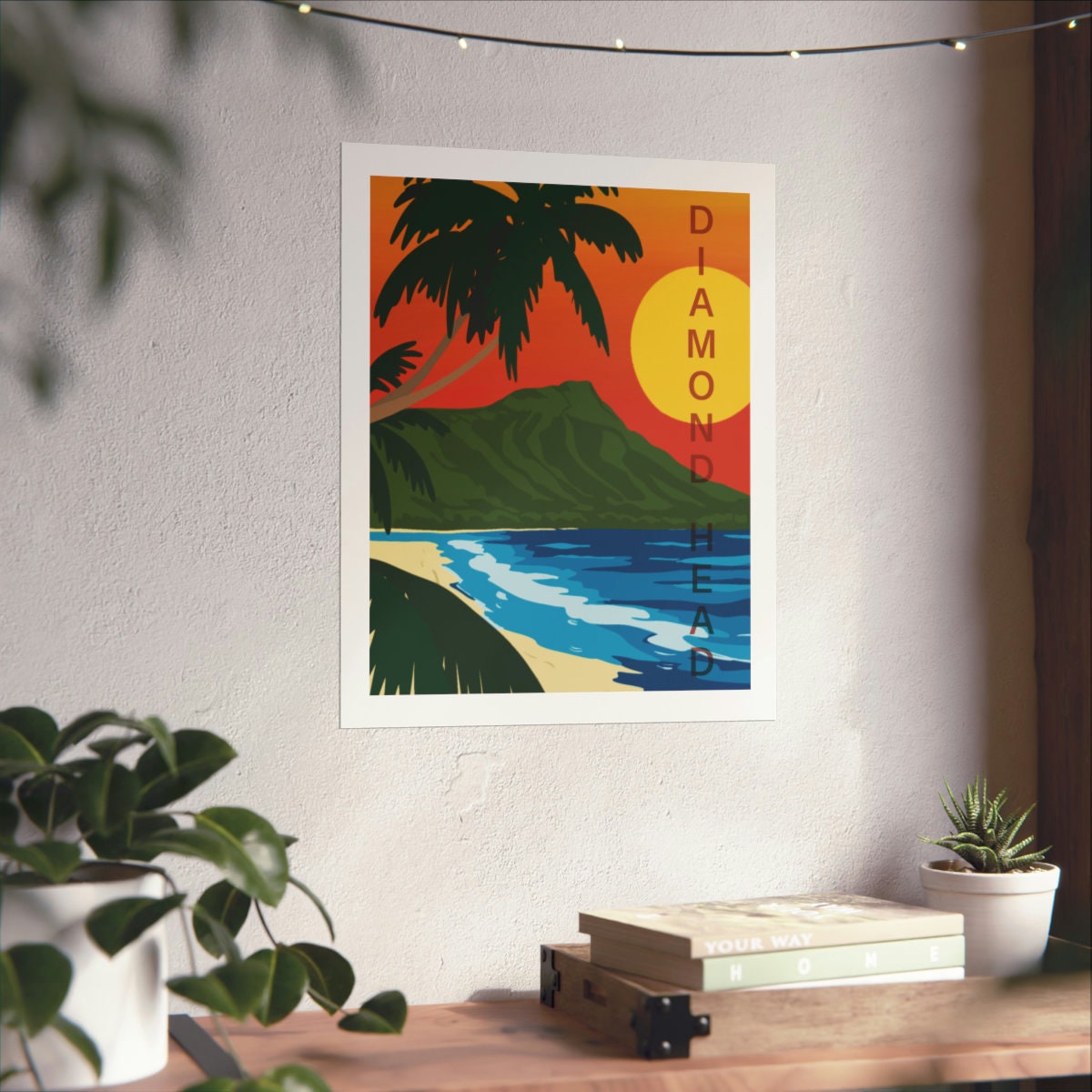 Hawaii Travel Poster | Diamond Head Poster, Travel Wall Art, Travel ...