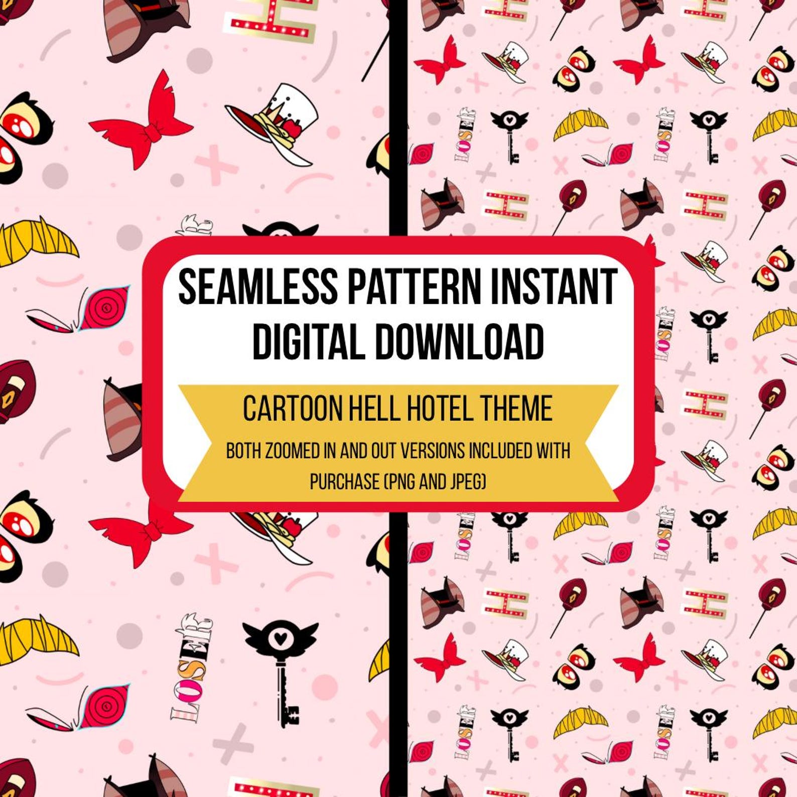 Cartoon Hotel Repeating Pattern Digital Download | Hazbin-inspired PNG ...