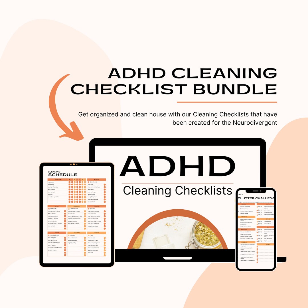 ADHD Cleaning Checklists Bundle, PDF Download or Edit in Canva Pro - Etsy