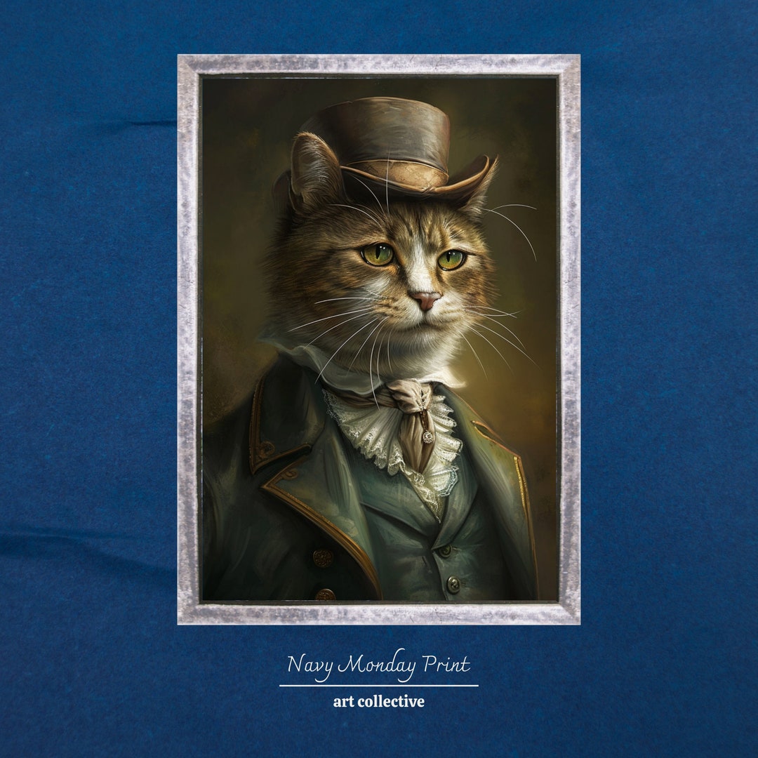 Aristocrat Gentleman Cat, Vintage Wall Art, Antique Art Poster, Animal ...