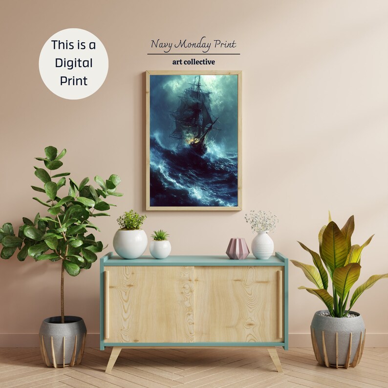 Pirate Ship in the Stormy Sea, Abstract Painting, Seascape Painting ...