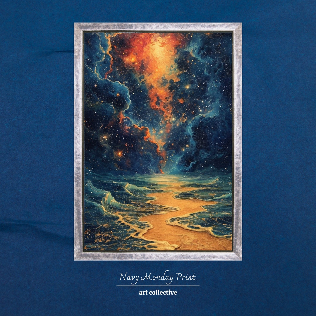 Starry Beach Pathway, Abstract Painting, Galaxy Painting, Cosmic Wall ...