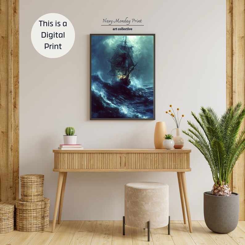 Pirate Ship in the Stormy Sea, Abstract Painting, Seascape Painting ...
