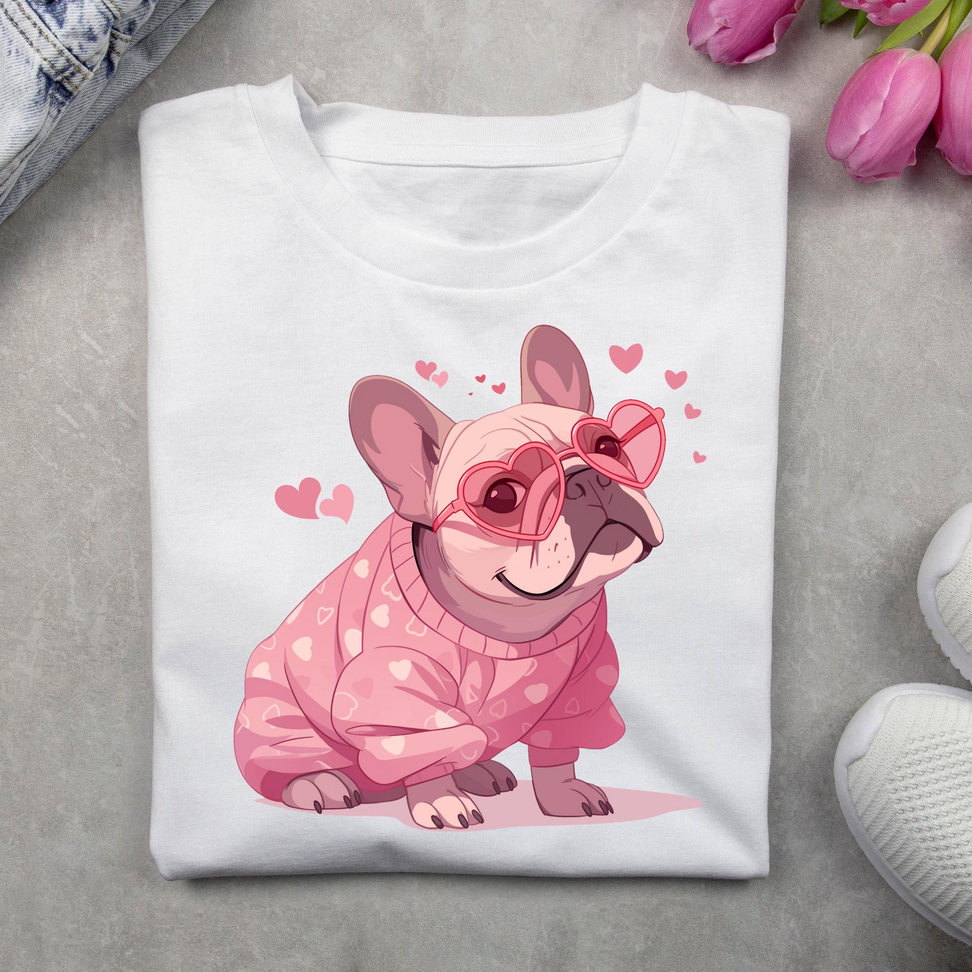 Valentines Day French Bulldog Png, Coquette Dog Mom Shirt, Pink Love ...