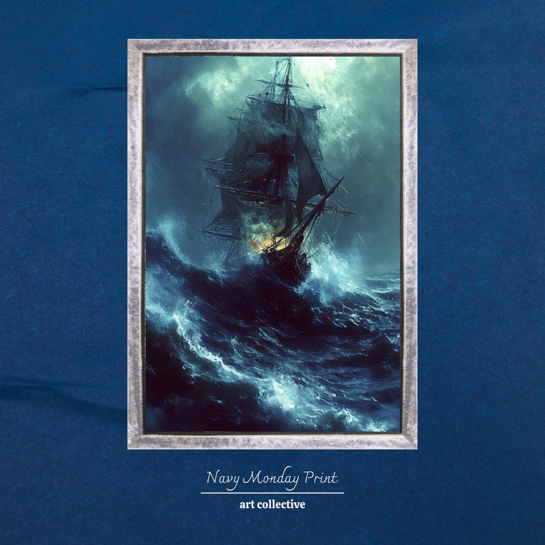 Pirate Ship in the Stormy Sea, Abstract Painting, Seascape Painting ...