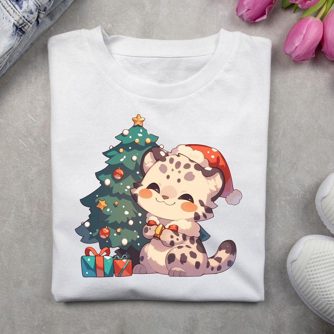 Christmas Snow Leopard Png, Christmas Art Sublimation Design, Holiday ...
