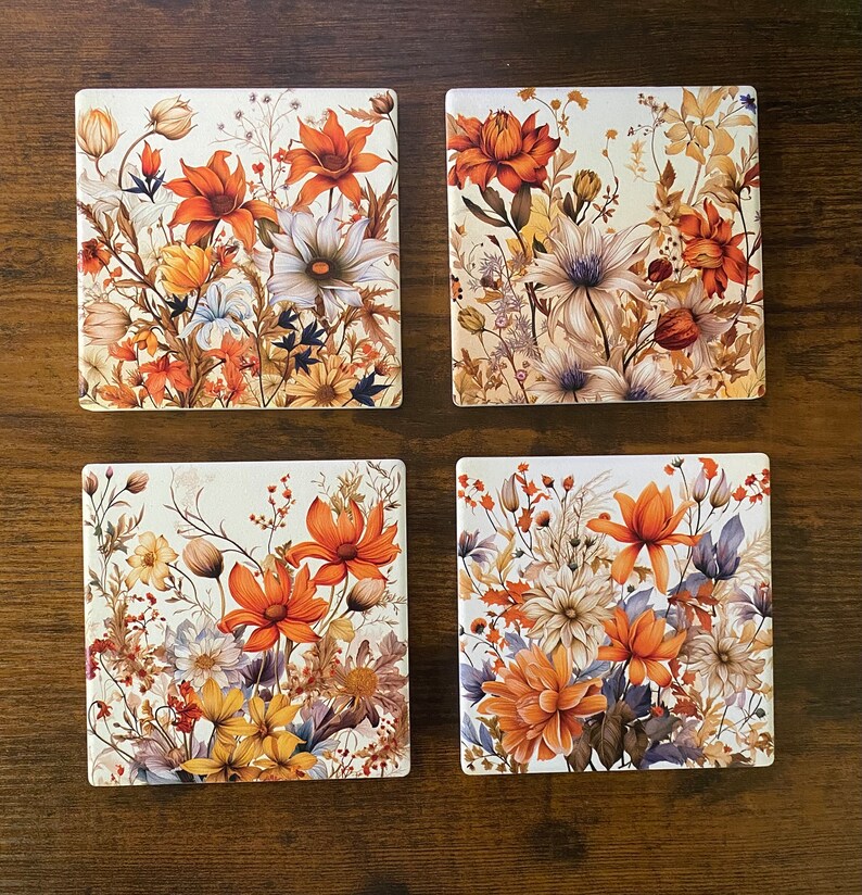 Autumn Bouquet Ceramic Coasters - Etsy
