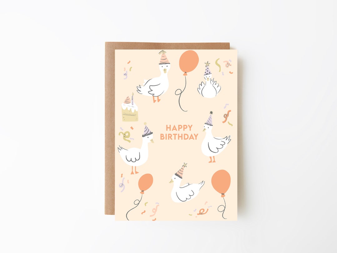 Duck Birthday Party Card Ducks Party Pastel Themed Ducks & Tulips ...