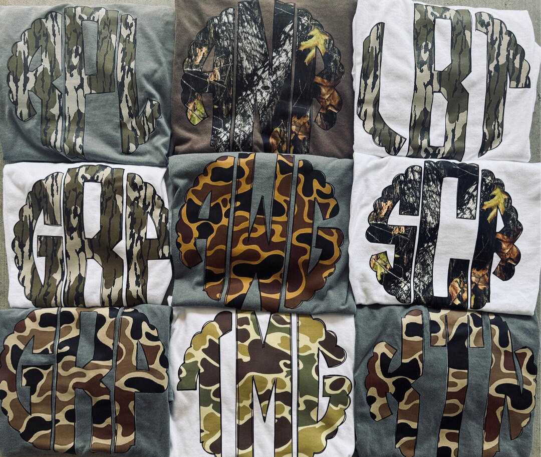 Custom Camo Monogram Tee Southern Monogram Tee Customizable T-shirt ...