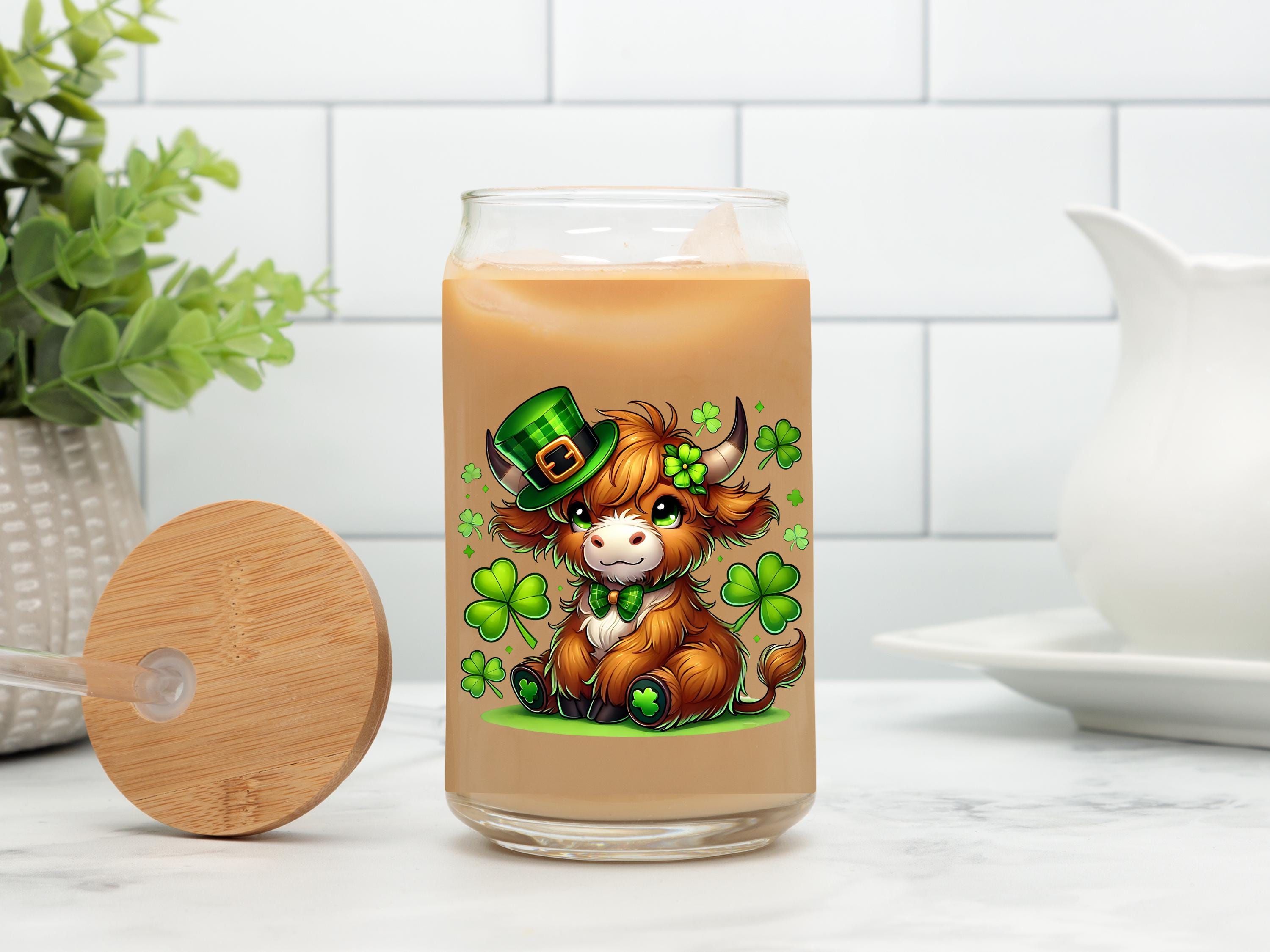 Highland Cow Shamrock Png, St Patrick's Day Highland Cow Png, Trendy ...