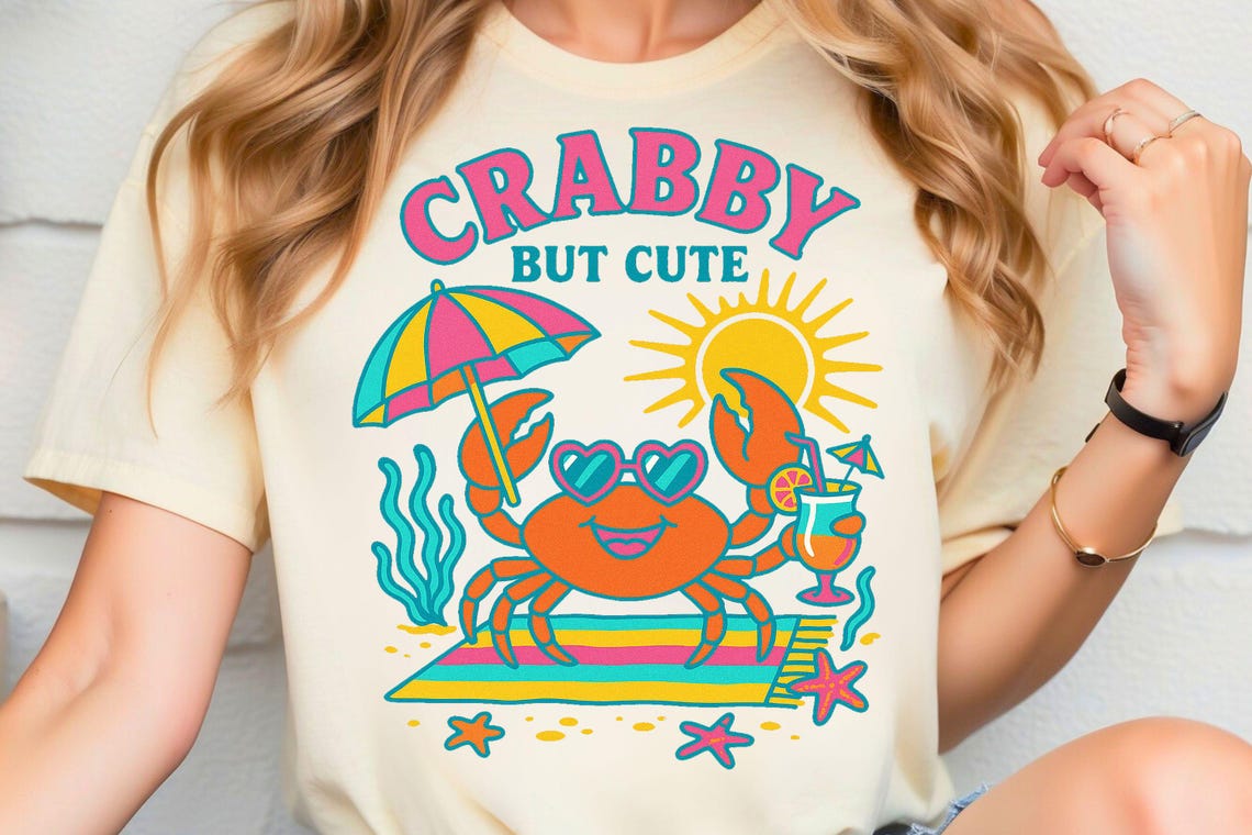 Crabby but Cute PNG, Funny Summer Crab Design, Beach Sublimation ...