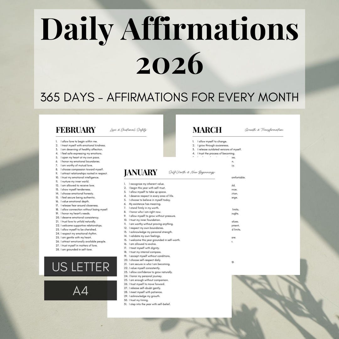 365 Daily Affirmations 2026 | Printable PDF With Words of Affirmation ...