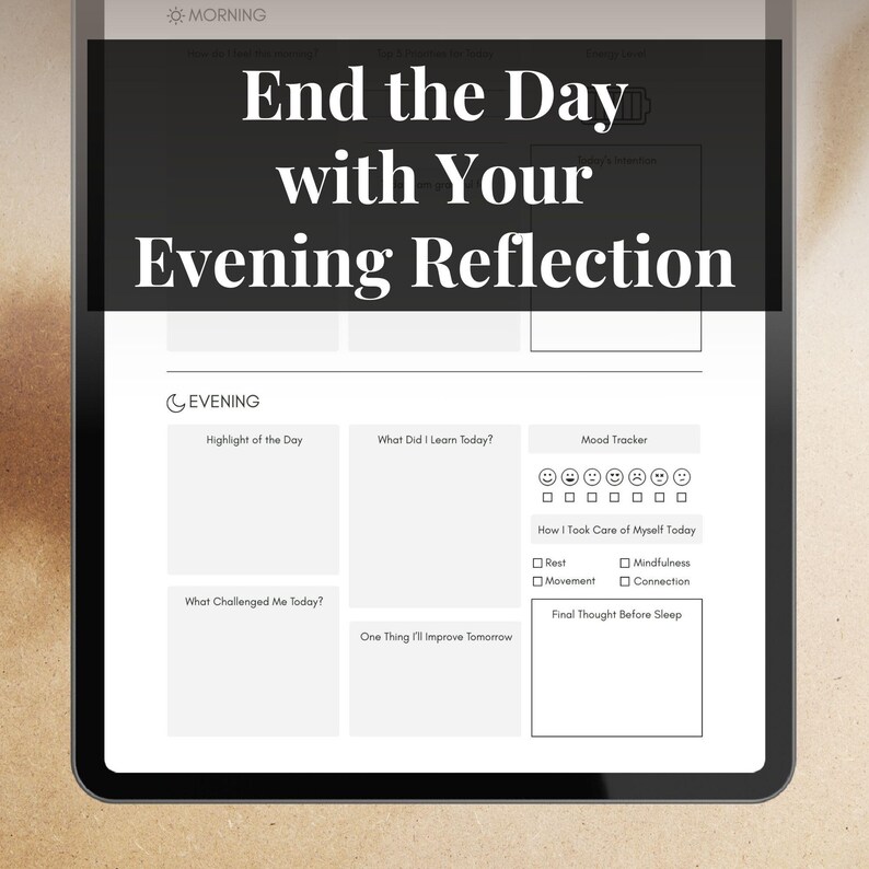 Daily Reflection Journal Printable | Morning & Evening Self Reflection ...