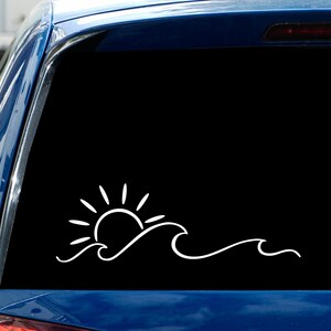 Sun Waves Ocean Custom Vinyl Decal | Sea Beach Surf Bumper Sticker ...
