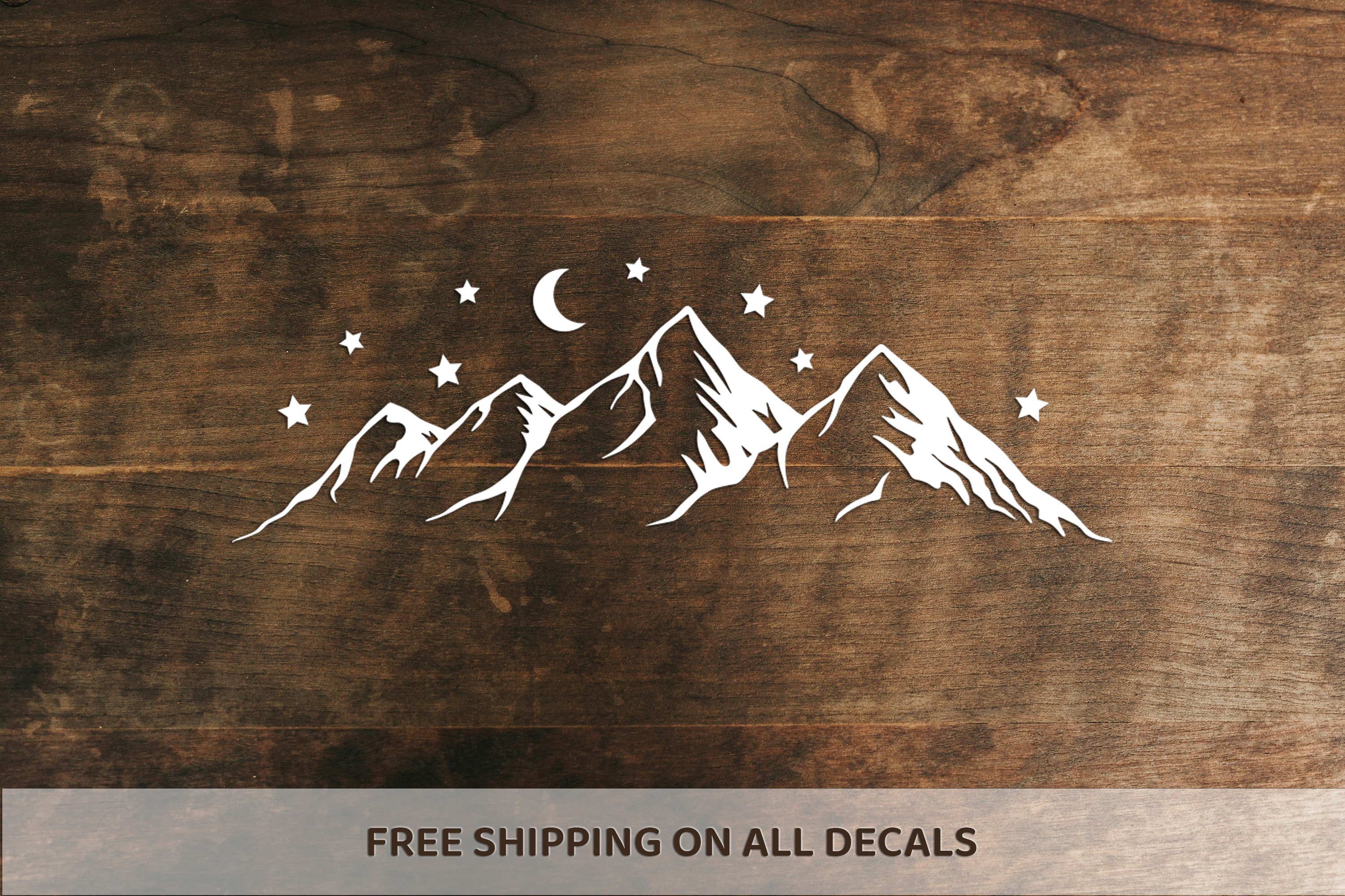 Mountain Range and Stars Vinyl Decal | Night Sky Car Bumper Sticker ...