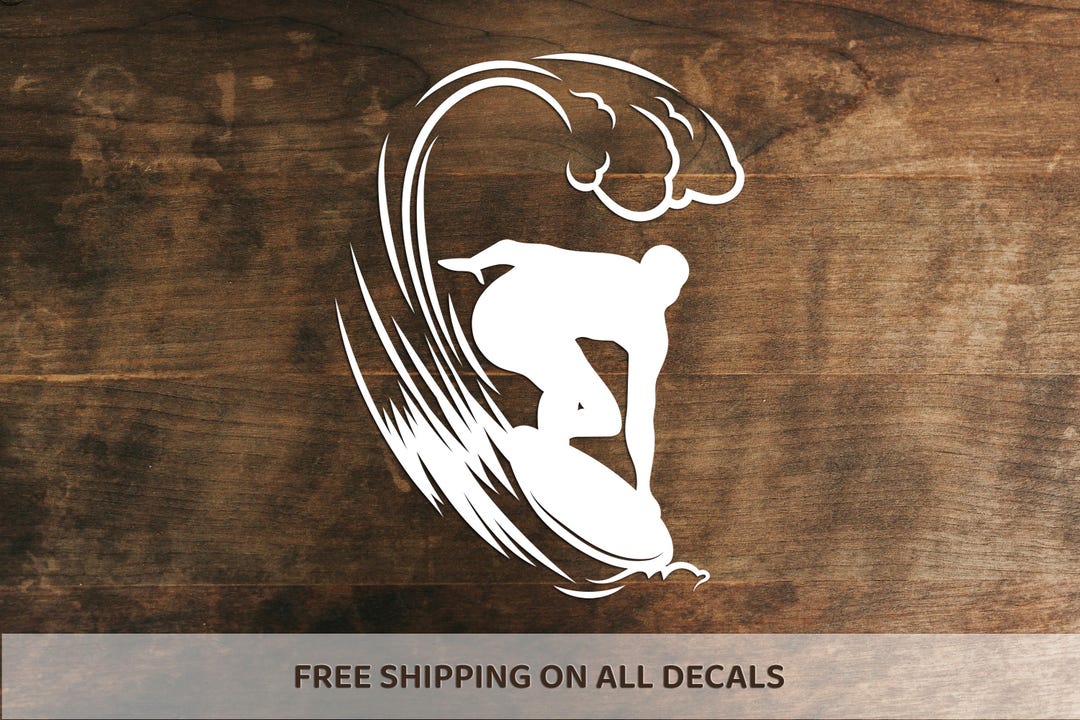 Surfer Vinyl Decal | Ocean Waves Surfing Bumper Sticker | Summer Sea ...
