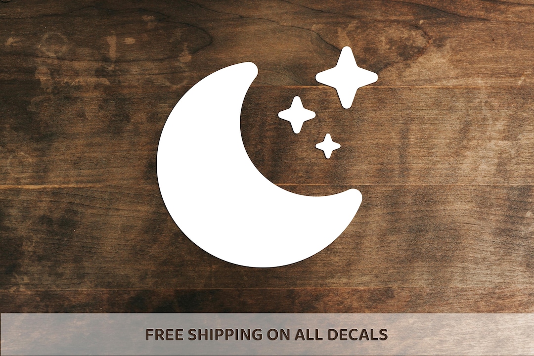 Moon and Sparkles Vinyl Decal | Stars Celestial Bumper Sticker ...